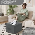 Square Grid Dark Grey Stuffed Pouf Ottoman Foot Rest Floor Stool for ...