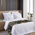 Back to School Bed Runner Twin Size Red Fruit Pencils Earth Globe ...