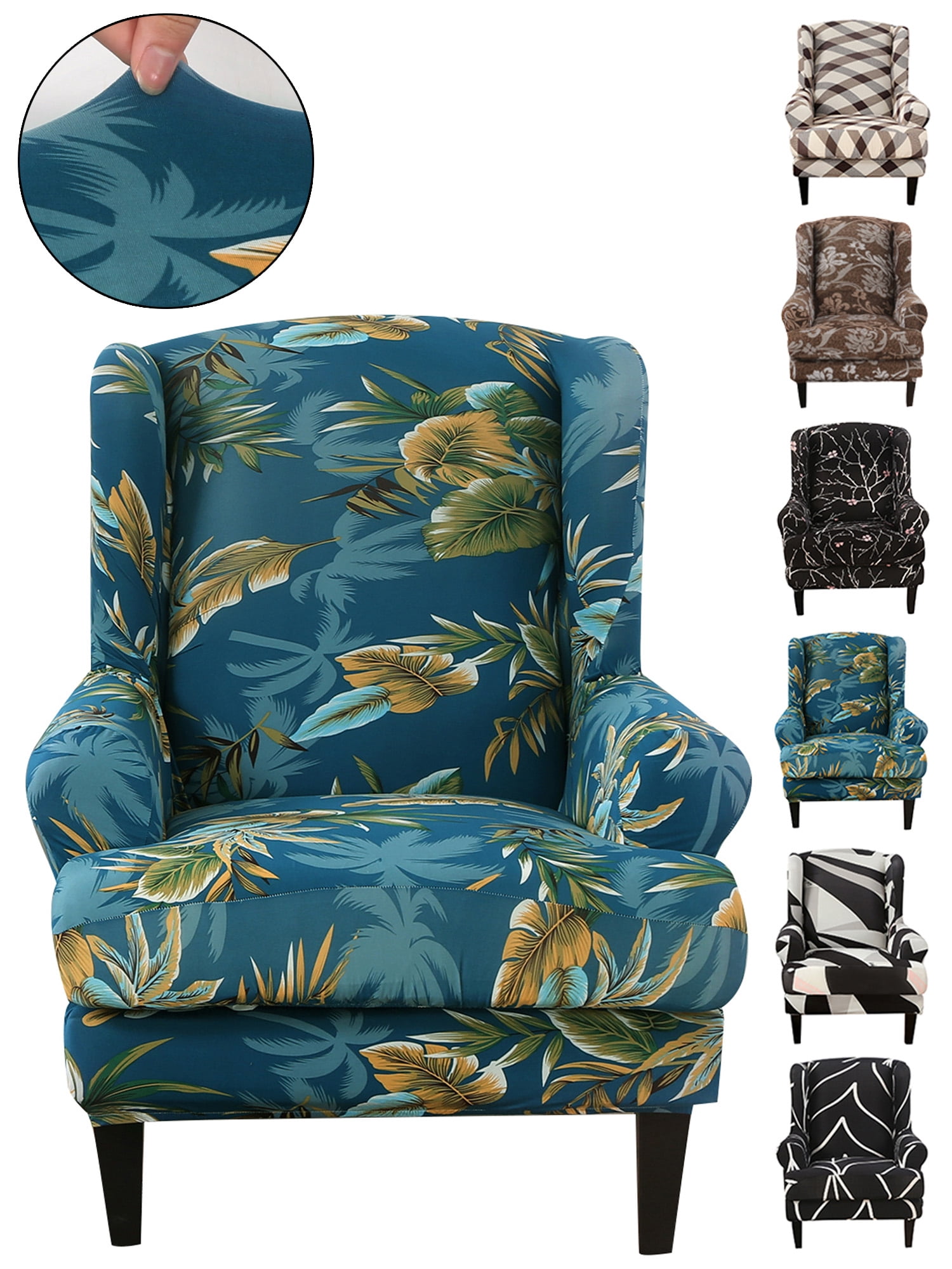 KBOOK Wing Chair Covers 2-Piece Wingback Armchair Chair Slipcovers Sofa ...
