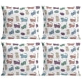 Cartoon Cats Pillow Covers Set of 4, Blue Green Purple Cat Simple ...