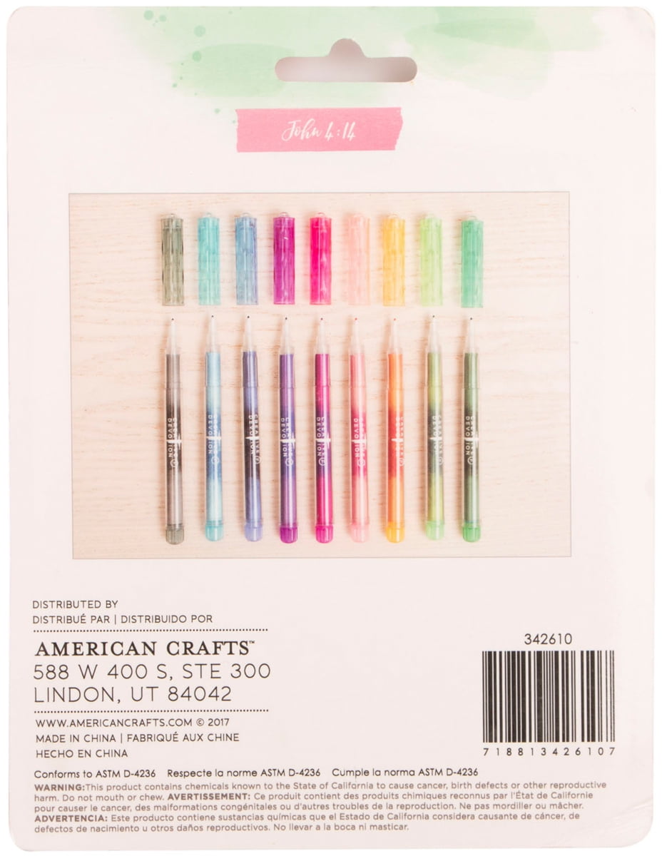 Creative Devotion Fineliner Water Soluble Pens 9/Pkg-Assorted Colors ...
