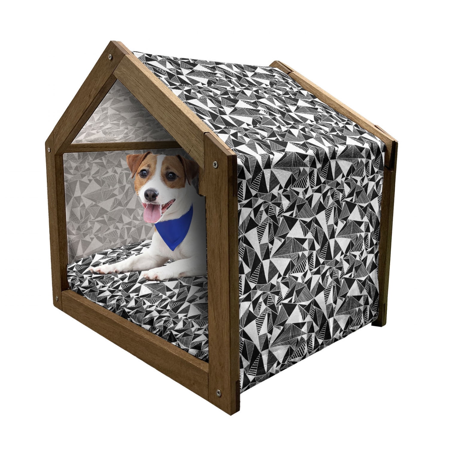 Abstract Pet House, Modern Monochrome Fractal Geometry Theme with ...