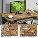 Topeakmart Home Office Desk with 2 Tiers, Keyboard Tray, Print Shelf ...