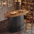 Finmind 42" Bar Table, Industrial Counter Height Pub Table with Fluted ...