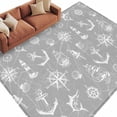 5x8 Area Rugs, Nautical Grey Non-Skid Rubber Backing Large Rectangle ...