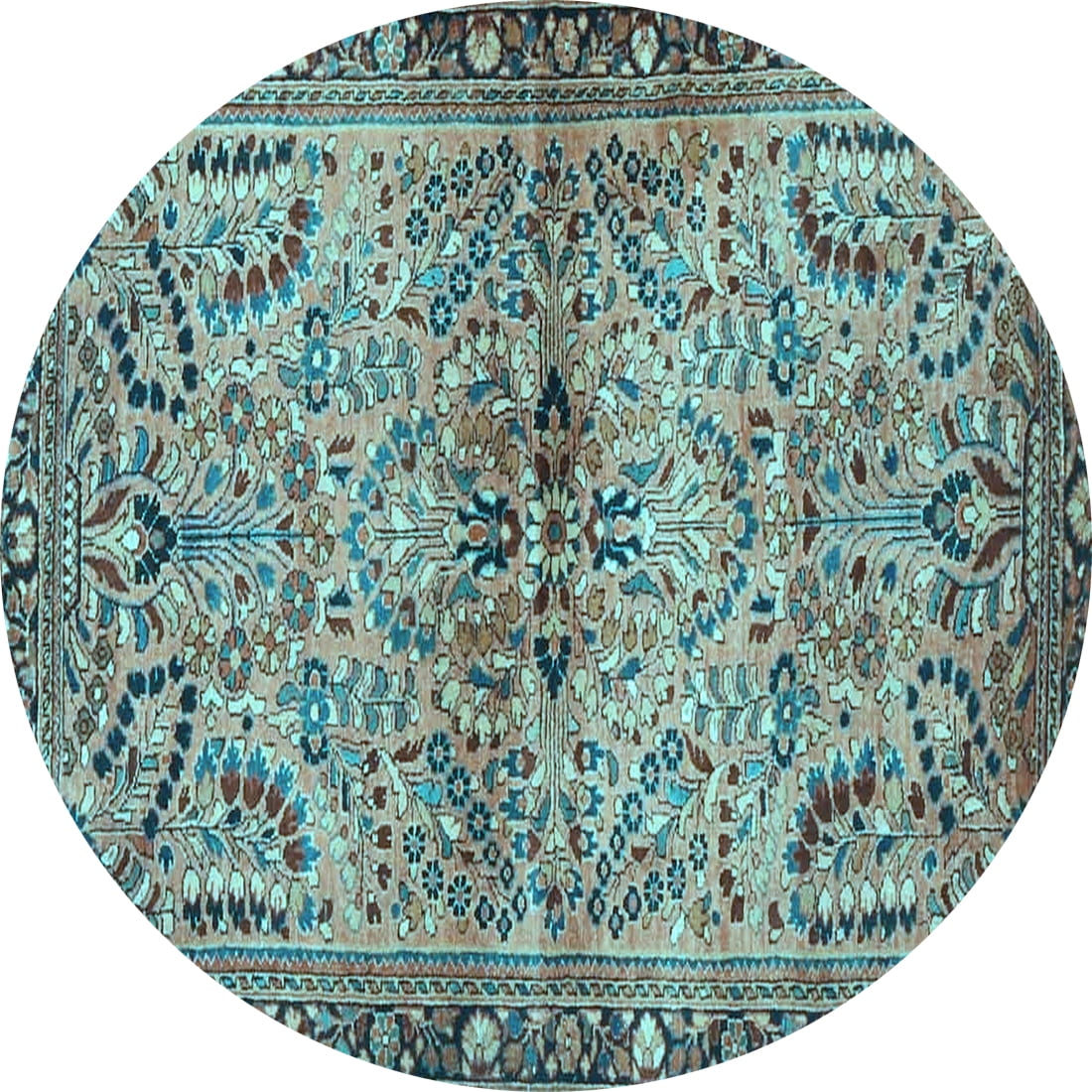 Ahgly Company Indoor Round Persian Light Blue Traditional Area Rugs, 6 ...