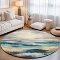 Abstract Ocean Area Rugs 3' (Round) Wave Beach Oil Painting Style ...