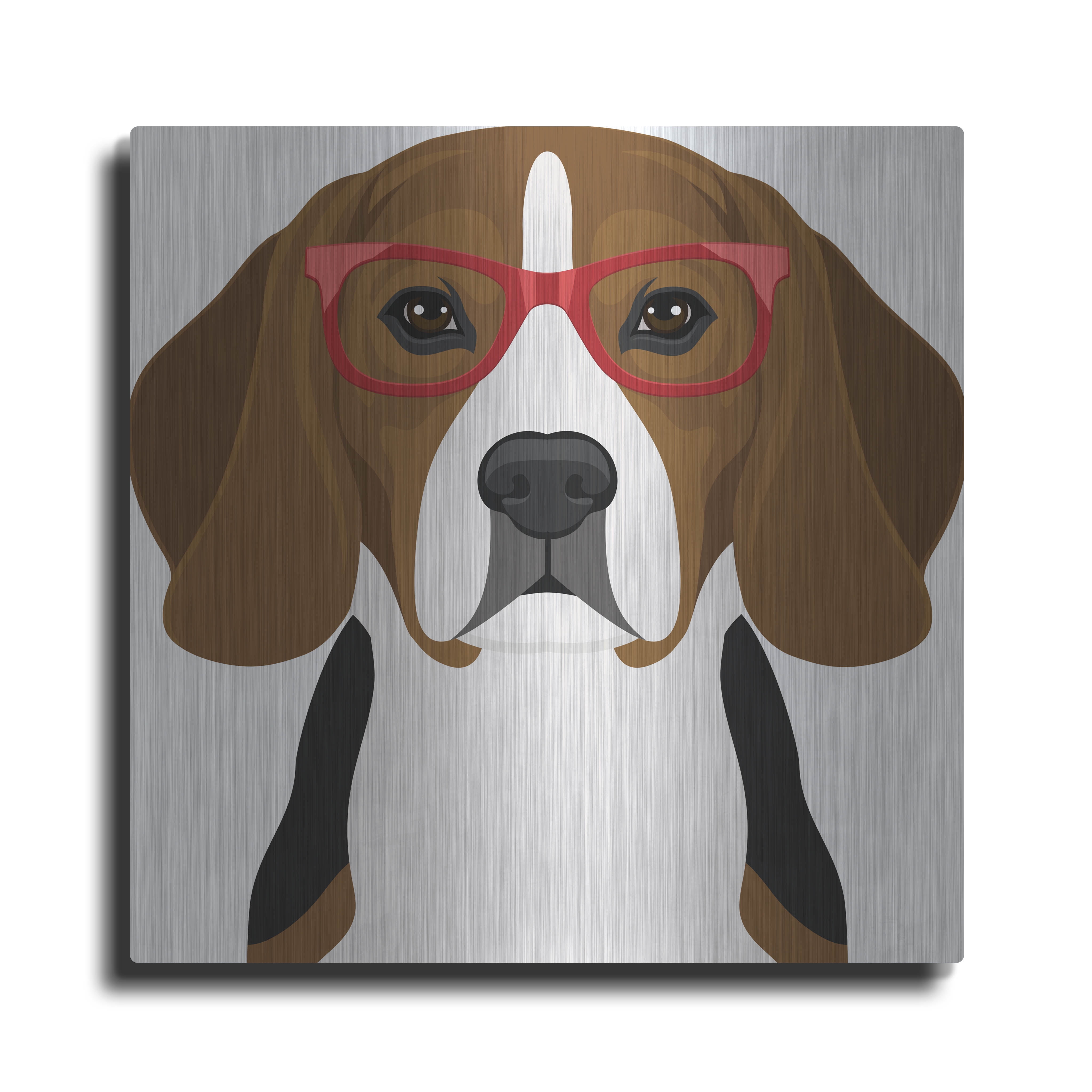 Luxe Metal Art 'Beagle Wearing Hipster Glasses 2' by Olga and Alexey ...