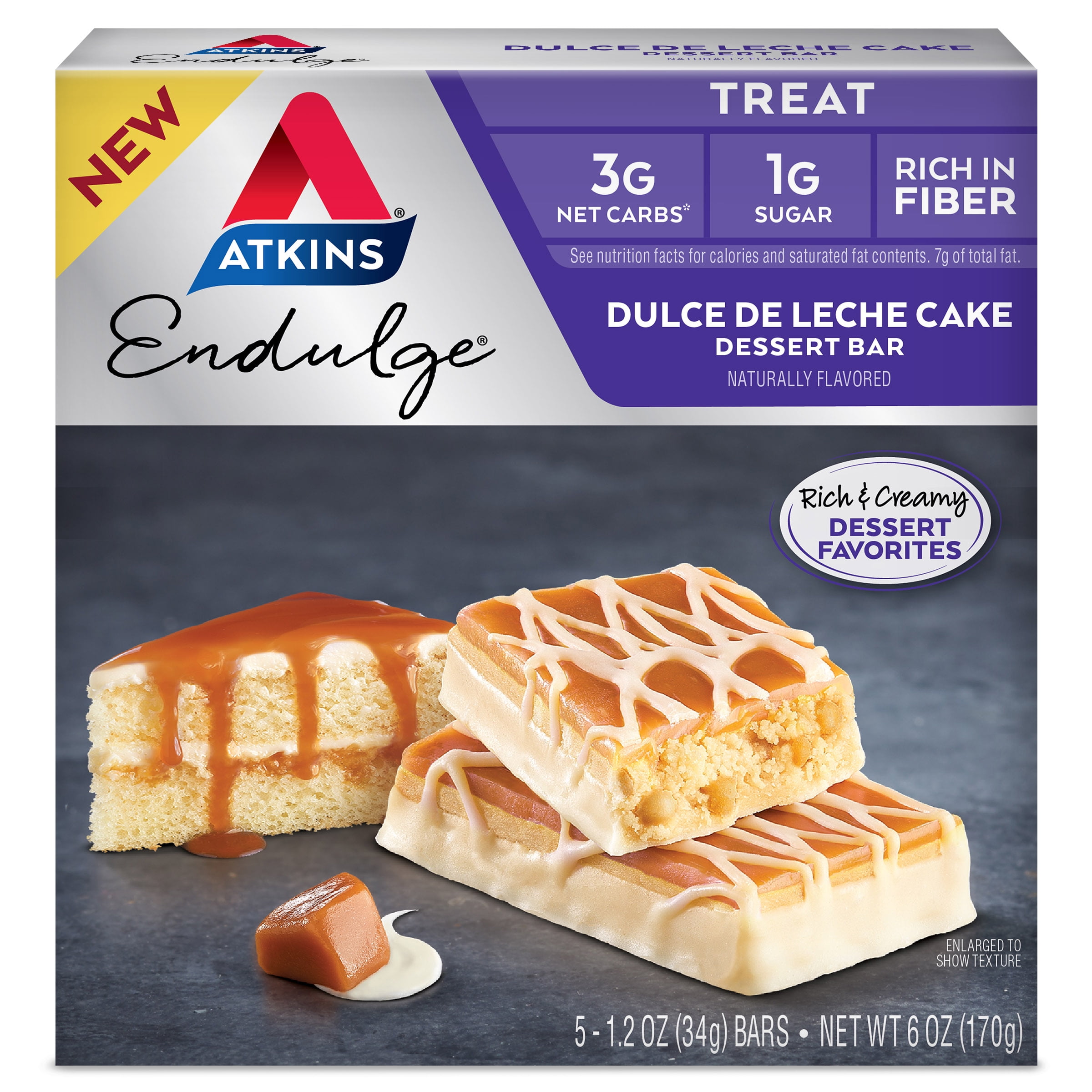 Buy Atkins Endulge Dulce De Leche Cake Dessert Bars 5pk Online in India ...