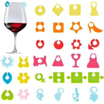 30Pcs Silicone Drink Markers Flower Fruit Animal Geometric Shapes ...