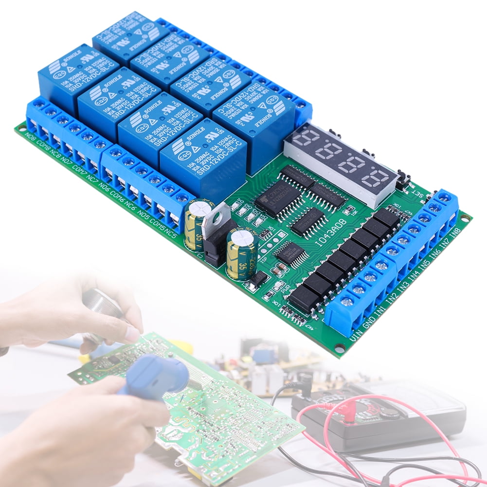 DC 12V 8 Channels Delay Relay Board Delay Timer Switch Board Timing Cycle Interlock Self-locking ...