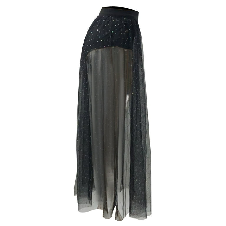 APEXFWDT Women's Sheer Mesh Skirt 2 in 1 Glitter Sequin APEXFWDT Women's Sheer Mesh Skirt 2 in 1 Glitter Sequin