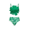 Green Flower Bikini Women Swimsuit With Cover Upprint Bikini Set Push