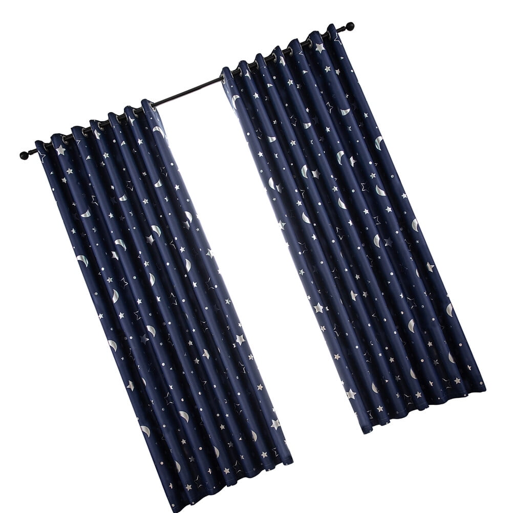 Click here for Oulii Dark Blue Silver Stars Moon Window Curtain F... prices