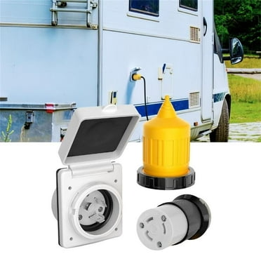 50AMP RV Power Inlet Outlet Shore Kit W/Boot Cord Protector 125/250V ...