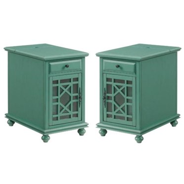Home Square End Table in Rustic Blue Antique Finish - Set of 2 ...