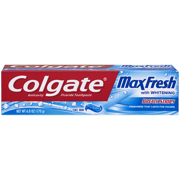 Colgate Max Fresh Toothpaste with Mini Breath Strips, Cool Mint - 6 ...
