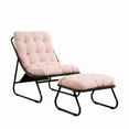Modern Patio Lounge Chair with Ottoman, Comfy Sling Recliner Chair with ...
