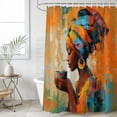 Colorful Black Woman Drink Coffee Shower Curtain, African American ...