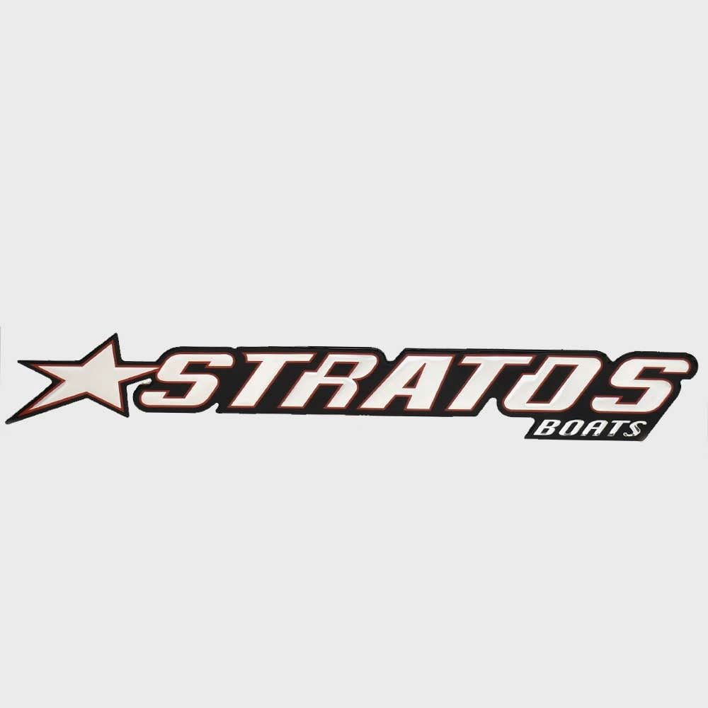Stratos Boat Logo Raised Decal 7D095 | Mirrored Silver Sticker ...