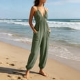 Army Lime Green Womens Sleeveless Spaghetti Strap Bib Pants Rompers for ...