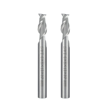 2pcs 6mm Shank 6mm x 13mm Straight Flat Nose End Mill Cutter CNC Router ...