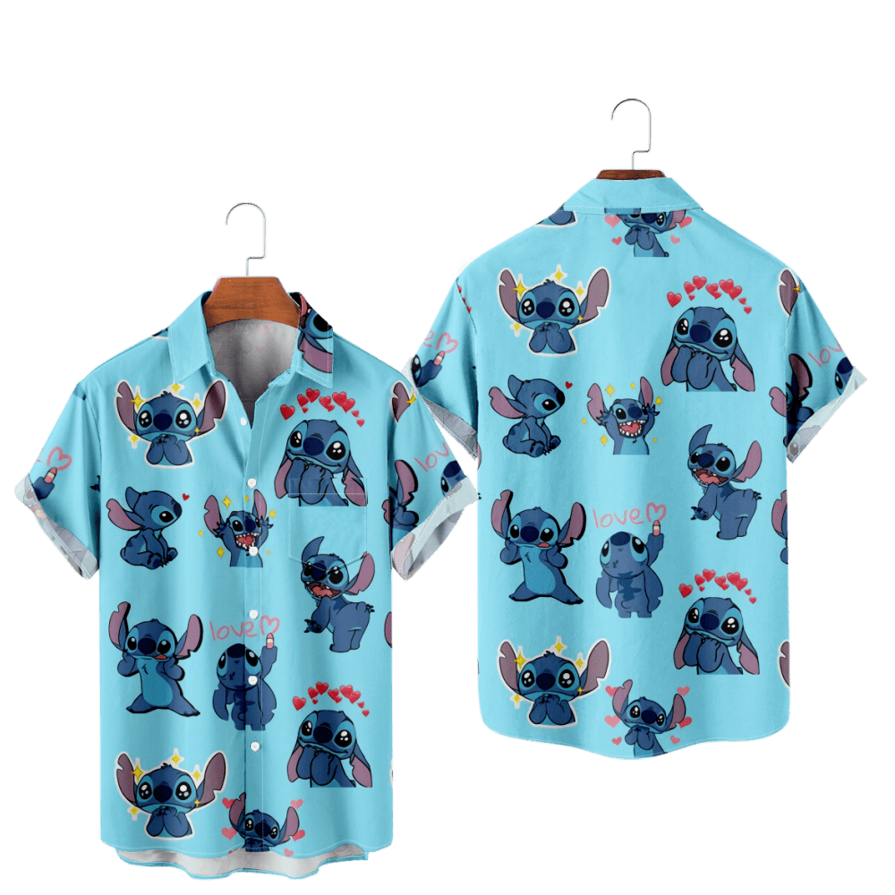 Disney Lilo & Stitch Shirts 3D Printing Tees Tops Hawaiian Short Sleeve ...