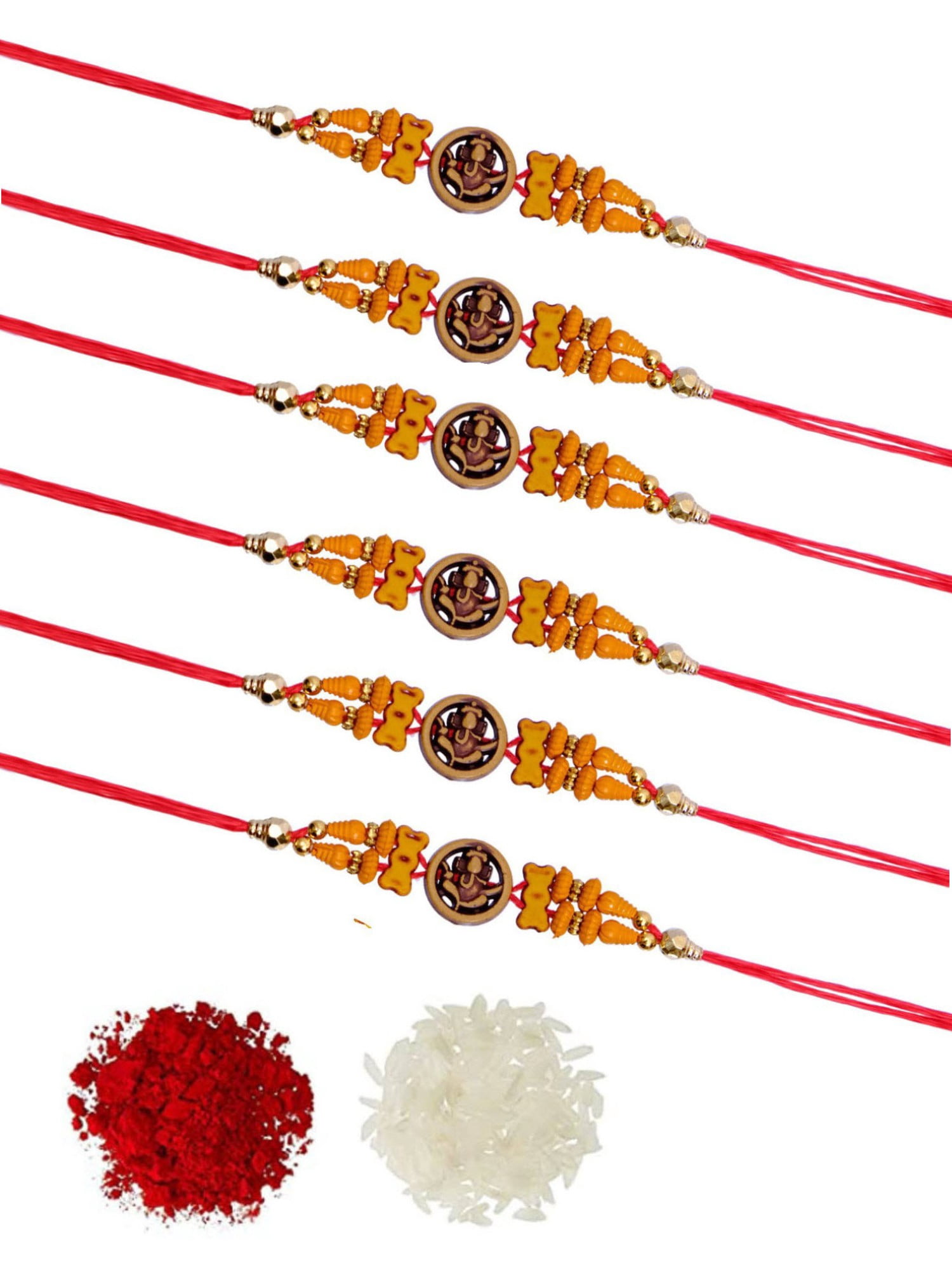 Crunchy Fashion Fancy Rakhi with Roli Chawal Tilak Set- Pack of 6 With ...