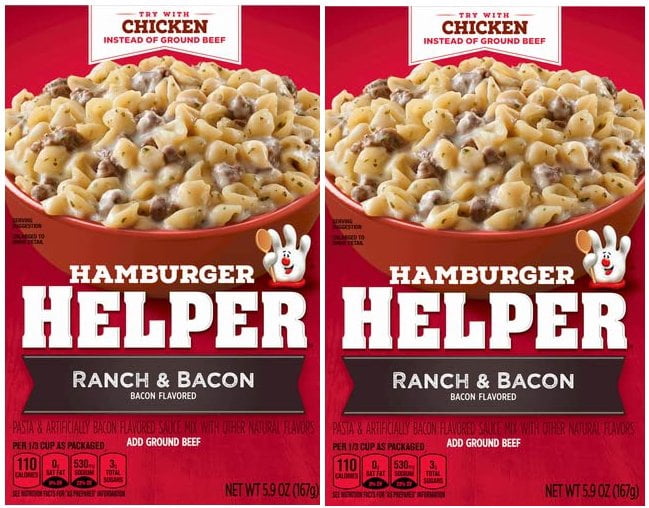 2 Pack Hamburger Helper, 2 boxes of Hamburger Helper Ranch and Bacon, 5 ...