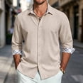 Floleo Men Point Collar Plaid Contrast Cuff Imitation Linen Button Down ...