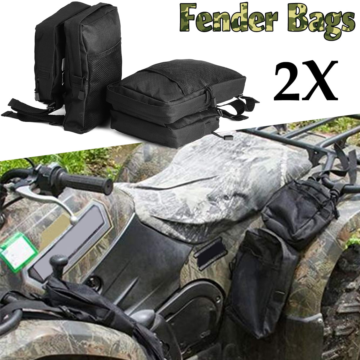 2PCS Black Waterproof Cargo Storage Hunting Fender Side Bags For Quad ...