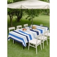Blue Ombre Stripes Rectangle Outdoor Tablecloth with Umbrella Hole ...