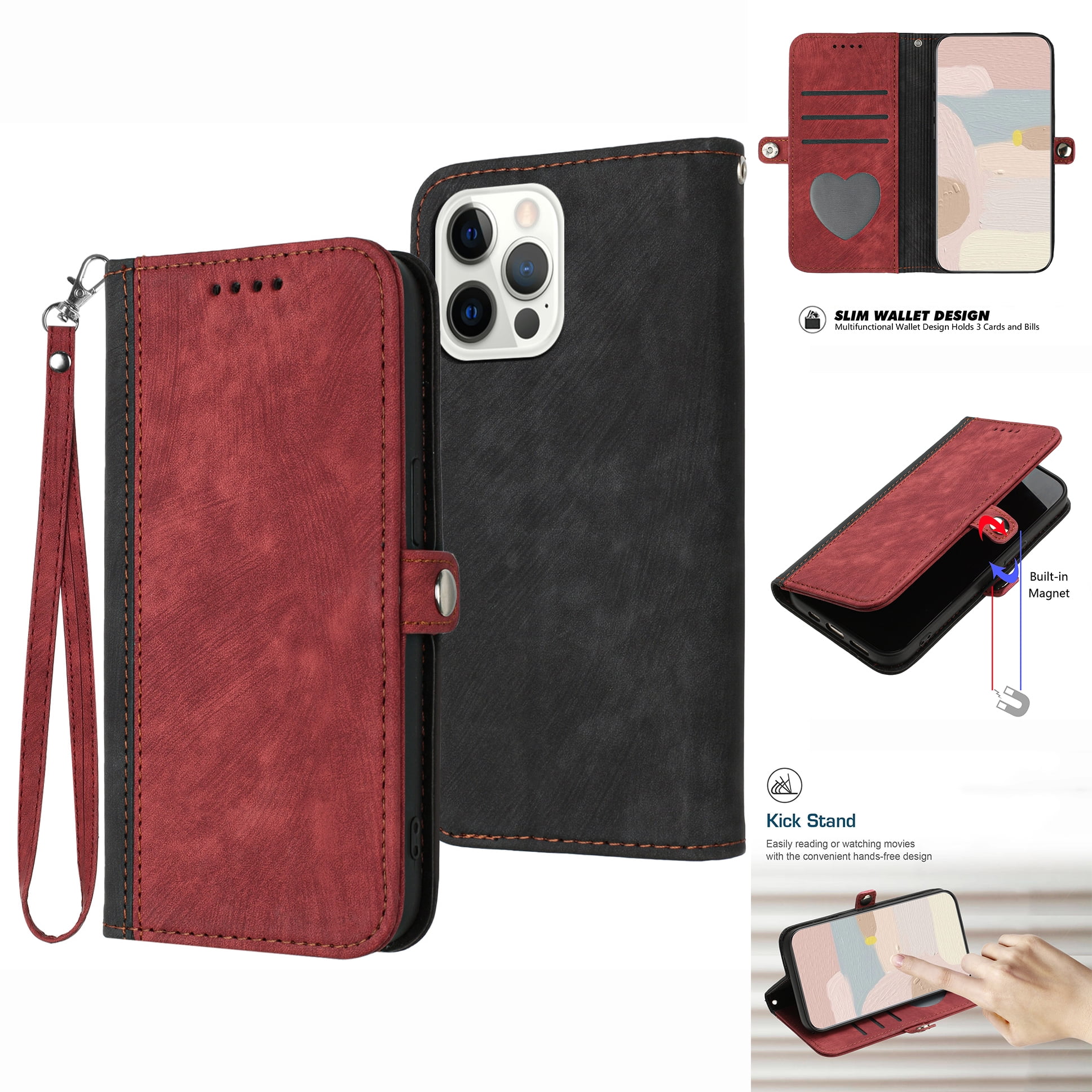 Mantto Wallet Case for iPhone 12 Pro Max with Magnetic Clasp Card Slots ...
