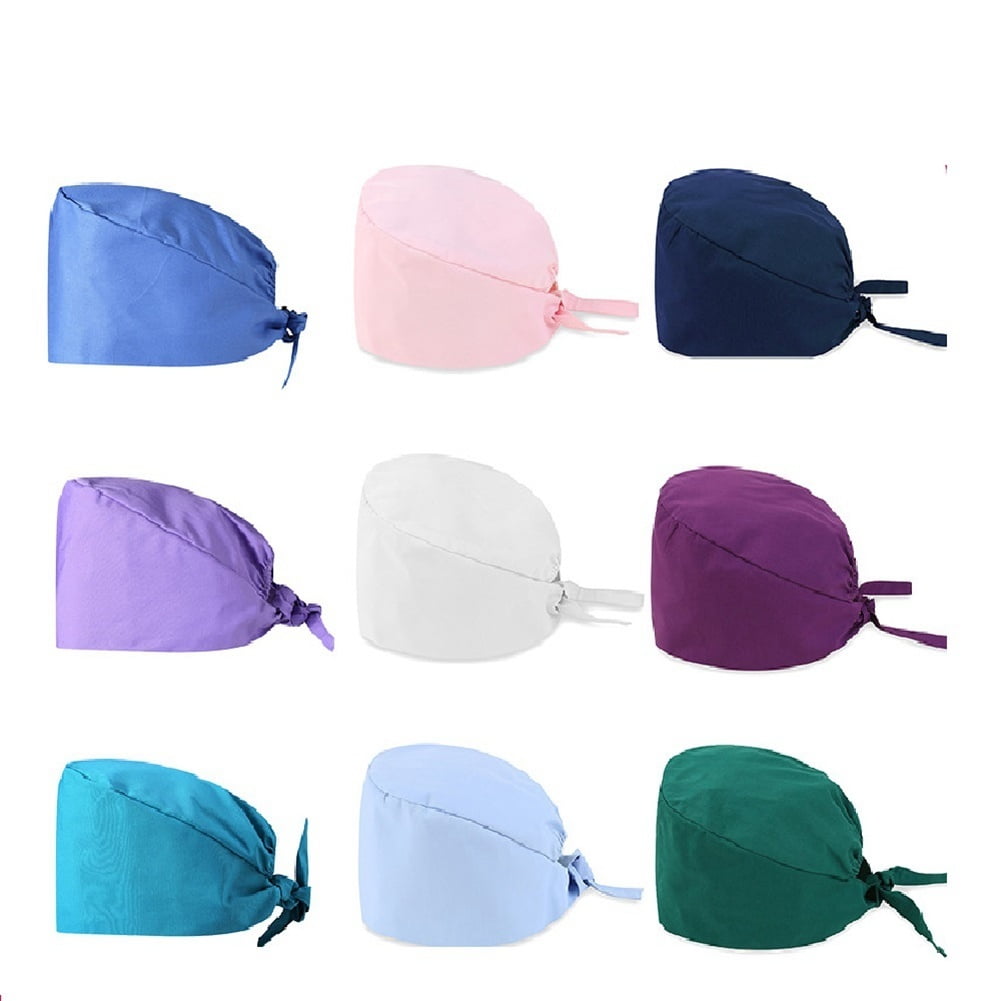 Women Nurse Cap Doctor Medical Work Kitchen Hat Solid Color Drawstring ...