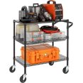 3 Tier Heavy Duty Commercial Grade Utility Cart with Wood Top, Wire ...