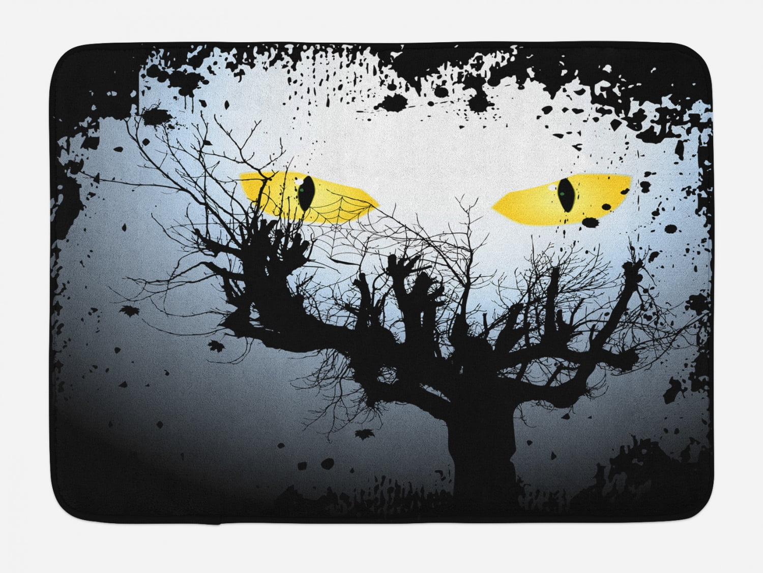 Horror House Bath Mat, Scary Eyes Backgrounded Leafless Old Branch ...