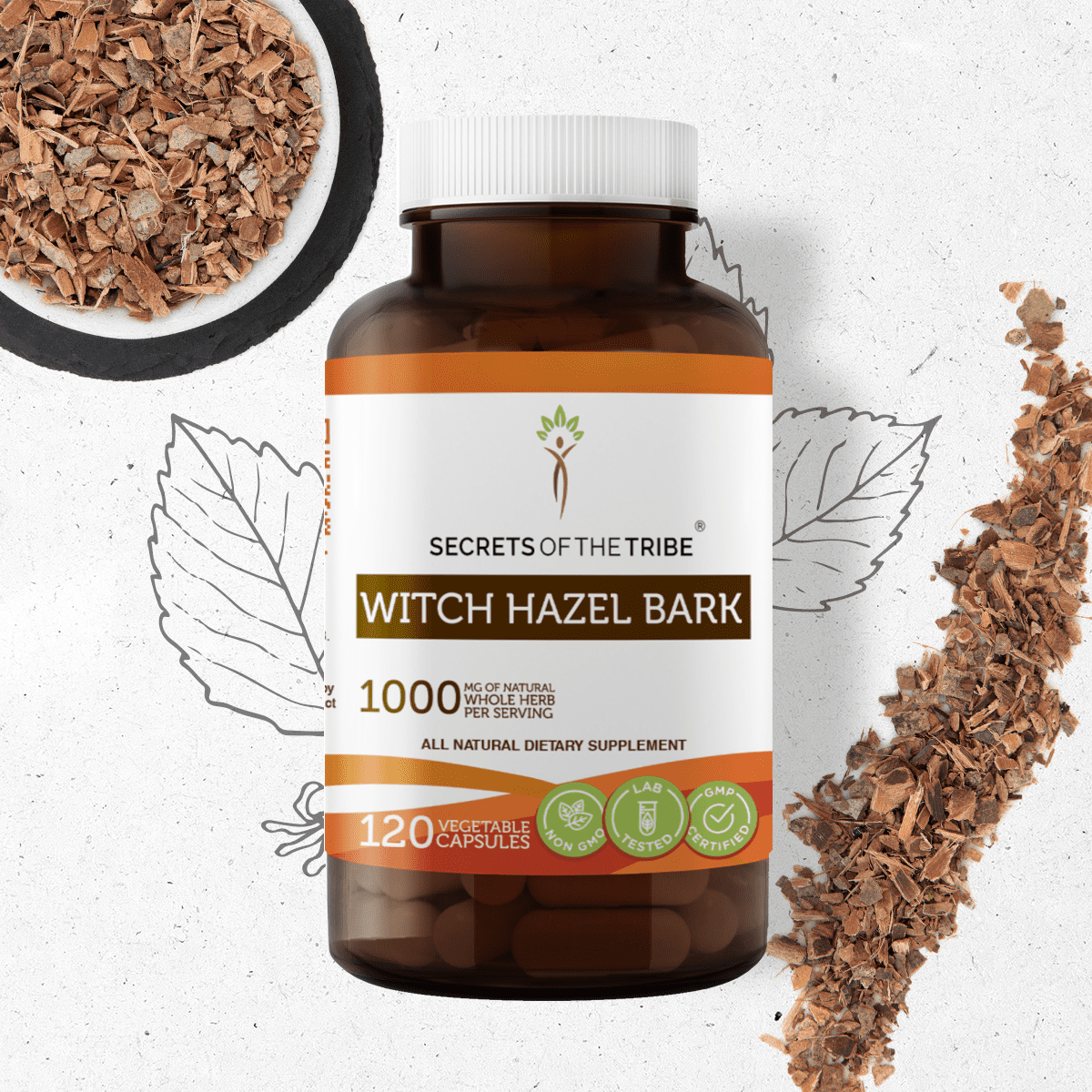 Secrets of the Tribe Witch Hazel Bark 120 Capsules, 500 mg, Witch Hazel ...