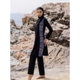 Black Middle East Style Modest Burkini Swimsuit Set With Hood, Long ...
