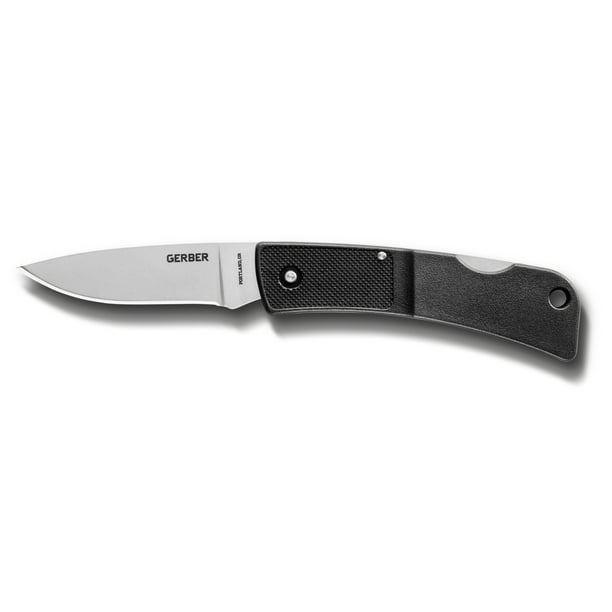 Gerber LST Folding Knife, Plain Edge, Drop Point Blade, Black - Walmart.com