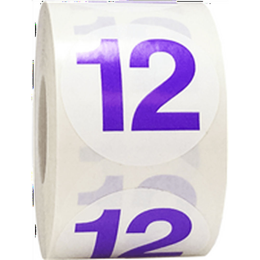 Purple Number 12 Circle Stickers | 1.5" Inches Round | 500 Pack ...