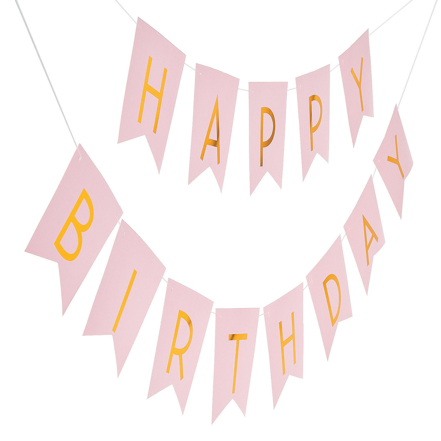 Pink And Gold Happy Birthday Garland - Party Decor - 2 Pieces - Walmart.com