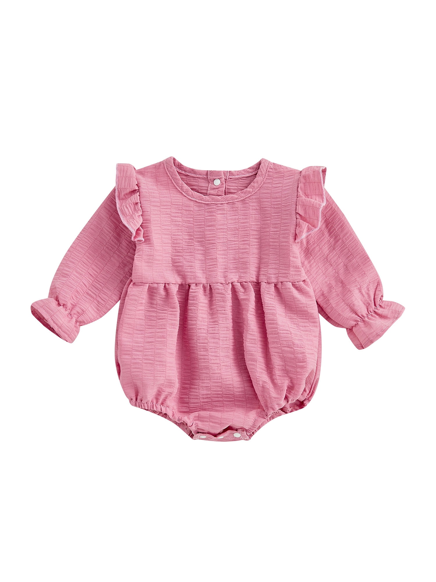 LWXQWDS Newborn Baby Girl Clothes Ruffle Long Sleeve Jumpsuit One Piece Solid Color Bodysuit ...