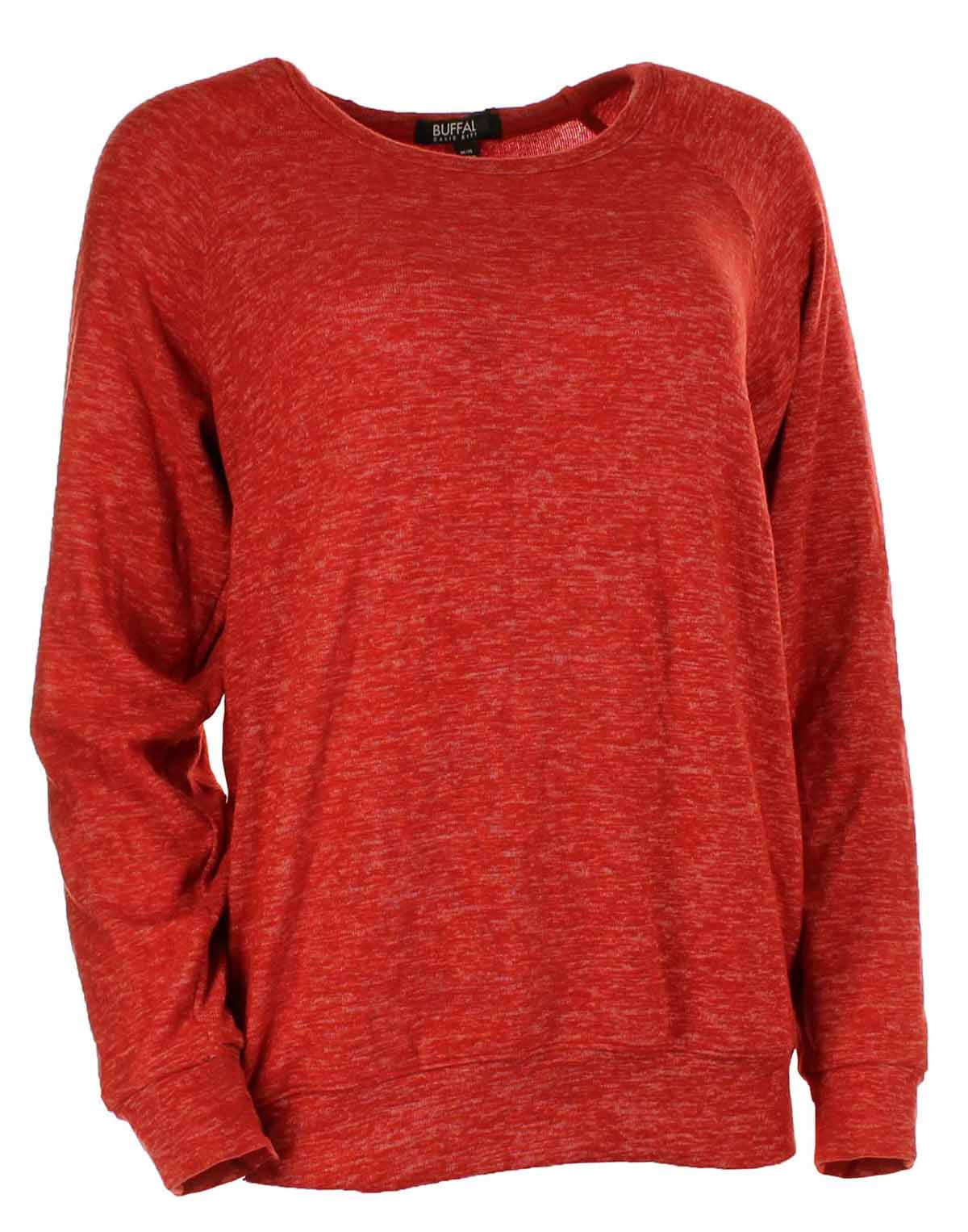 Buffalo David Bitton Womens Raglan Long Sleeve Crew Neck Top (Tomato ...