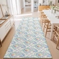 Boho Pink Blue Flower Rectangle Rug 2'x6' Watercolor Paisley Floral ...