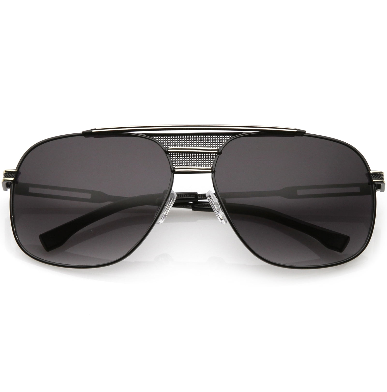 Oversized Aviator Sunglasses Perforated Triple Crossbar Square Lens ...