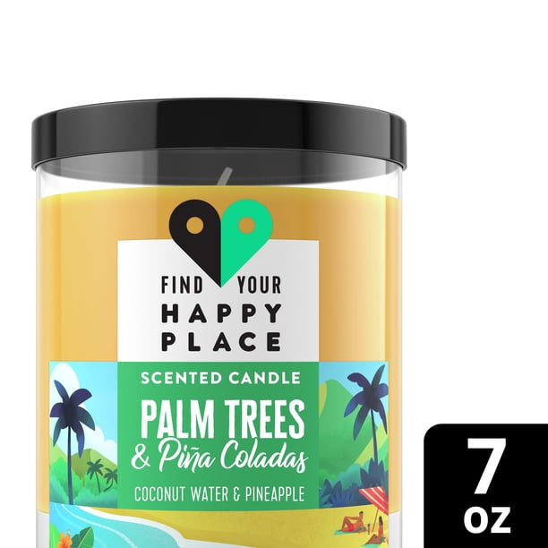Find Your Happy Place Scented Jar Candle Palm Trees & Pina Coladas, 7 ...