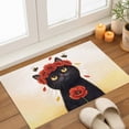 Cute Black Cat Door Mat 16x24 Inch Red Flower Bee Country Style Fields ...