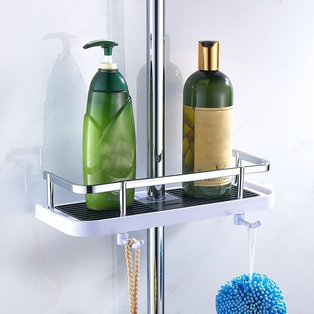 Portable Smooth Bathroom Pole Shelf Shower Storage Rack Organiser ...