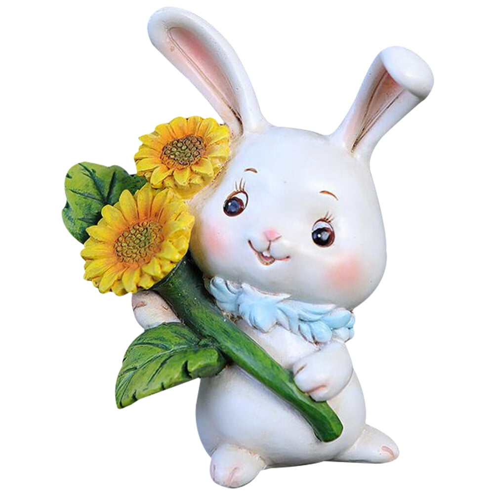Resin Bunny Statue Desktop Rabbit Statue Decorative Rabbit with ...