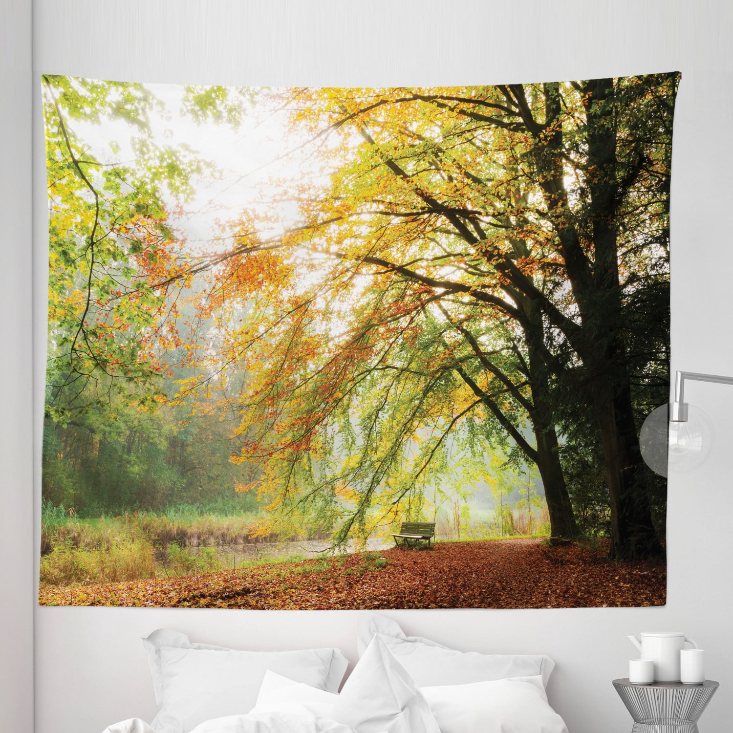 Fall Tapestry, Autumn View in a Forest with Faded Color Leaves European ...